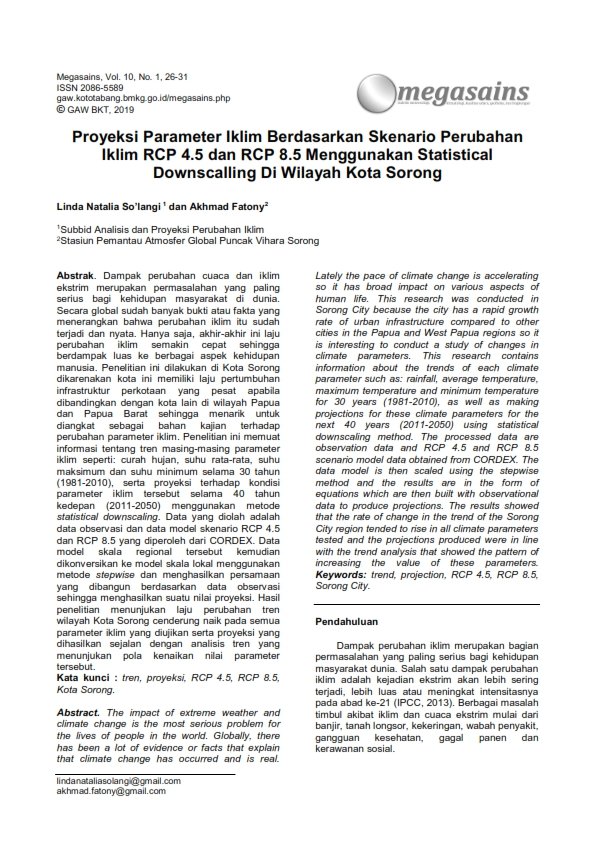 Projection of Climate Parameters Based on RCP 4.5 and RCP 8.5 Climate ...